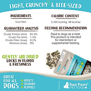Raw Paws Cod Skin Cubes for Dogs, 5-oz – Cod Skins for Dogs - Fish Skins for Dogs - Fish Skin Chews for Dogs - Cod Skin Dog Treats - Cod Treats for Dogs - Crunchy Cod Treats for Dogs - Cod Dog Treats