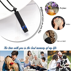 XSMZB Crystal Cremation Urn Jewelry Cube Memorial Ashes Necklace Pendant Keepsake- Black Birthstone Series(Customize)