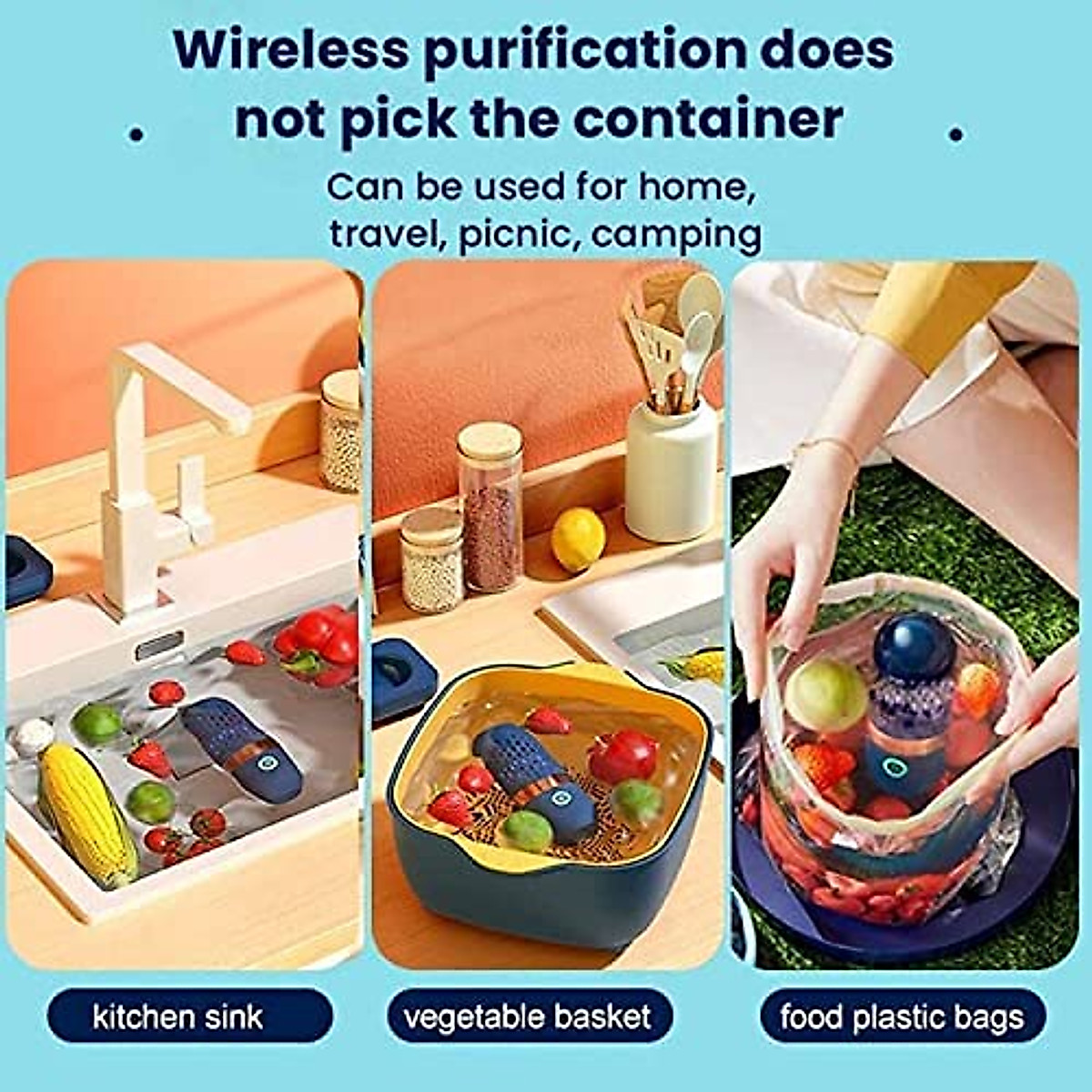 Fruit And Vegetable Washing Machine, 4400mah USB Wireless Charging Food Purifier, Portable Food Purifier, Capsule Washing Machine, Washing Fruits, Vegetables, Meat