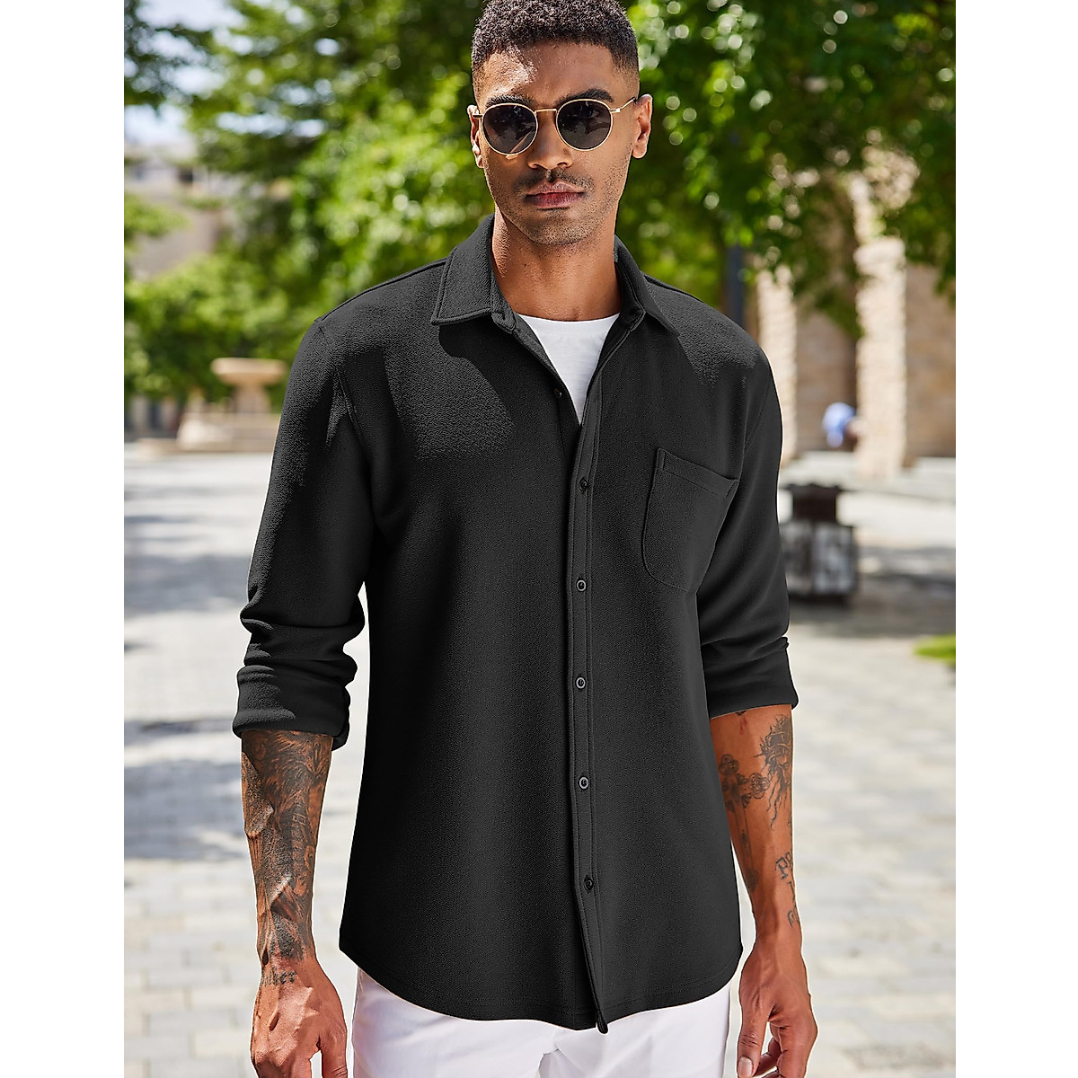 COOFANDY Men's Corduroy Shirt Jacket Casual Stylish Shacket Long Sleeve Button Down Winter Shirt