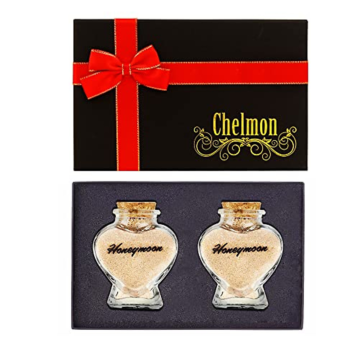 Chelmon Honeymoon Sand Keepsake Jar Mr and Mrs Gifts Bridal Shower Unique Gifts Honeymoon and Wedding Gifts Engagement Gifts for Couples Bride and Groom