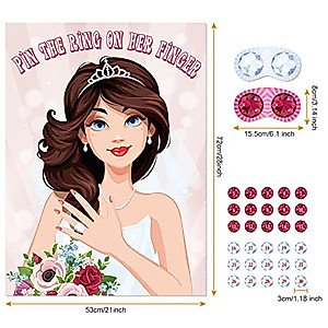 NEBURORA Pin The Ring On The Bride,Hen Party Bachelorette Party Bridal Shower Girls Night Game Bride to Be Pin Game Party Supplies