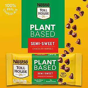 Nestle Toll House Plant Based Semi Sweet Chocolate Chip for Baking & Snacking, 100% Real Chocolate - Chocolate Morsels 9 Oz Bag