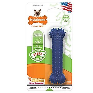 Nylabone Moderate Chew FlexiChew Dental Chew Toy Chicken Flavor X-Small/Petite - Up to 15 lbs.