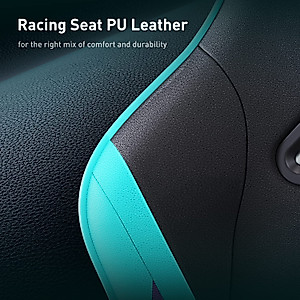 AutoFull C3 Gaming Chair Office Chair PC Chair with Ergonomics Lumbar Support, Racing Style PU Leather Multifunction Adjustable Computer Chair (Cyan)
