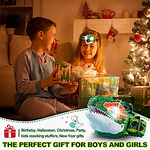 Ausemku Dinosaur Headlamp for Kids - Velociraptor LED Headlighs Kids Camping Gear, Dinosaur Toy Head Lamp Flashlight for Boys Girls, Ideal Gift for Birthday, Christmas, Halloween, New Year