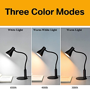 CeSunlight LED Desk Lamp, 3 Lighting Modes and 6 Brightness Levels, 10W Flexible Gooseneck Table Lamp for Living Room and Study, Remote Control with Timing Function, AC Adapter Included (Black)