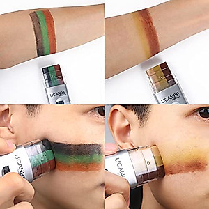 UCANBE Camo Face Paint,3 Color Camouflage Hunting Accessories,Face Paint Sticks,Non-Toxic Militarty Camo Paint,Oil Activated Makeup Sticks for Costume Party,Cosplay,Hunting,Army(Black+Green+Brown)