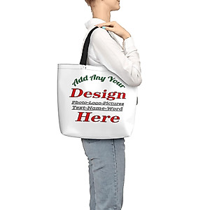 Tote Bags for Women Customized Shopping Bags Beach Bag Travel Bags Personalized Gifts White Customized Shoulder Bags with Your Own Logo Image Text Name