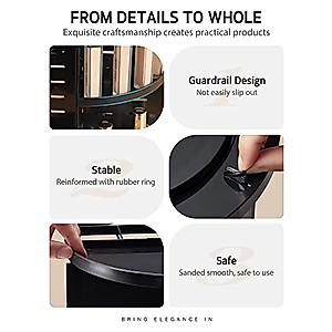 Syntus 360 Rotating Makeup Organizer, DIY Adjustable Bathroom Makeup Carousel Spinning Holder Rack, Large Capacity Cosmetics Storage Box Vanity Shelf Countertop, Fits Makeup Brushes, Lipsticks, Black