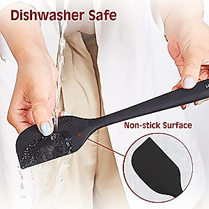 Permanent Replacement Silicone Spatula Set Rubber Spatulas Silicone Heat Resistant up to 600°F Silicon Spatula Kitchen Utensils 6 PCS Black