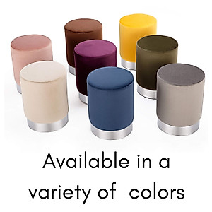 BIRDROCK HOME Round Taupe Velvet Ottoman Foot Stool – Soft Compact Padded Vanity Stool - Great for The Living Room, Bedroom and Kids Room - Small Furniture (Taupe)