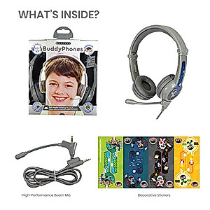 ONANOFF Galaxy, Volume-Safe Kids School and Gaming Headset with Microphone, Perfect for PS4, Xbox One, Nintendo Switch, or Computer, Grey