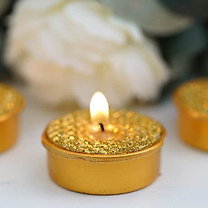 Efavormart Set of 9 Metallic Gold Unscented Tea Light Candles with Textured Design