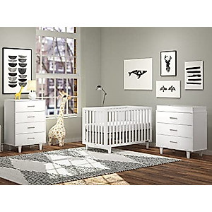 Child Craft Tremont 3 Piece Baby Nursery Set with 4 in 1 Convertible Crib, Changing Table Dresser and Chest (Matte White)