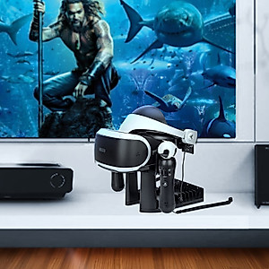 Wabracket 5 in 1 VR Stand,Wall Mount/Desk Bracket Kit for Oculus Quest 2/RIFT/GO/PS VR/HTC Vive,Headset and Controller Holder,Cable Management（Black