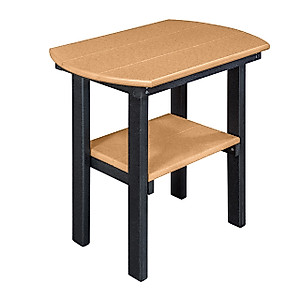 Model Oval End Table in Cedar with A Black Base Brown Resin