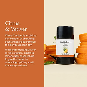 Each & Every All Natural Deodorant for Women & Men - Sensitive Skin, Plant-Based, Baking Soda & Aluminum-Free Deodorant - Clean Long Lasting 24 Hr Odor Control - Citrus & Vetiver Travel Size, 2.5oz