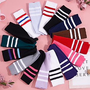 Moon Wood Women Thigh High Socks Extra Long Warm Knit Over Knee High Boot Stockings Striped Thigh Highs Leg Warmers