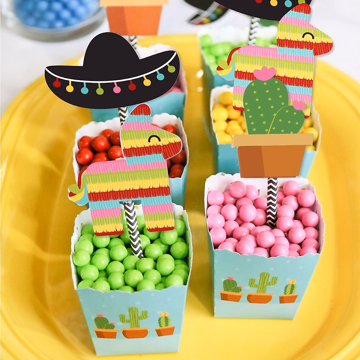 Let's Fiesta - Paper Straw Decor - Mexican Fiesta Party Striped Decorative Straws - Set of 24