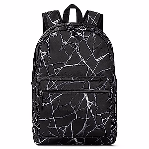 Choco Mocha Black Marble Backpack for Girls Travel School Backpack 17 Inch