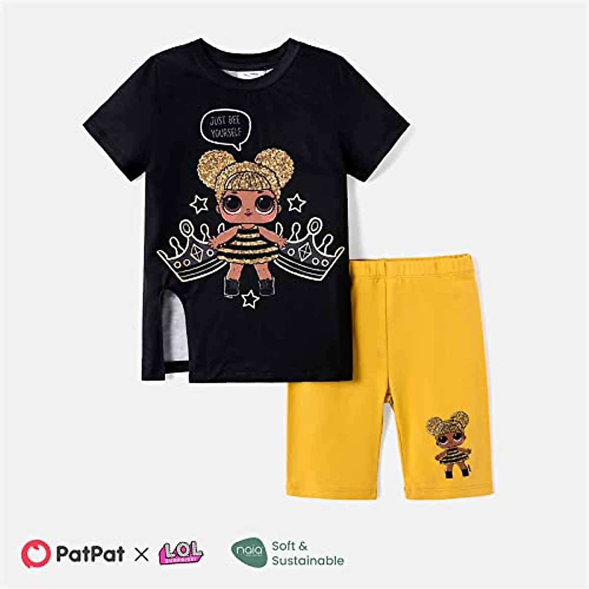 L.O.L. Surprise! Toddler Kids Girls Outfits Girls Shortsleeve Tops Tee Tshirt and Shorts Set Black 4-5 Years