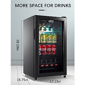 KRIB BLING Beverage Refrigerator and Cooler for 120 Cans, Mini Refrigerator with Wire Adjustable Shelving, Small Drink Dispenser Machine for Soda, Water, Beer, Wine for Dorm, Office, Bar
