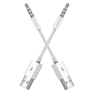 iPod Shuffle USB Charger - iPod Shuffle Charging [2-Pack] Charge SYNC Date Cable, Work with Apple iPod Shuffle 3rd, 4th, 5th, 6th Generation (White)