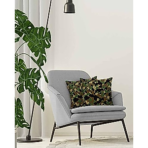applebless Set of 2 Throw Pillow Covers Square for Home Decor, Camo 18x18 Inch Cotton Reversible Pillow Case Sofa Soft Cushion Cases for Bedroom Couch Bed Car Chair