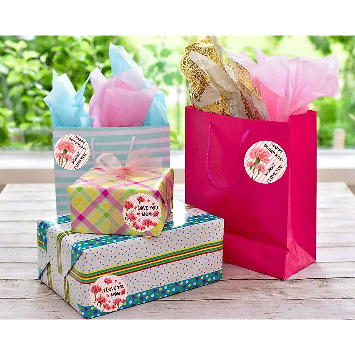2 Inch Happy Mothers Day Stickers Mother’s Day Labels Floral Mother's Day Gift Tag for Card,Presents Package Bag 500 Pcs/Roll