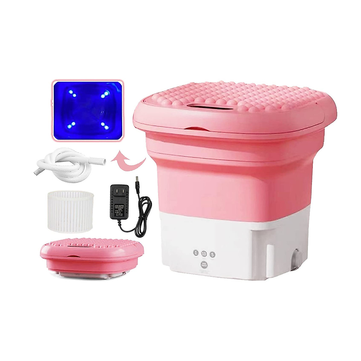 Krneaoch 6L 36W Folding Portable Washing Machine, Washing Machine Mini Portable Washing Machine, Portable Washer for Camping, RV, Travel, Small Spaces, Lightweight and Easy to Carry