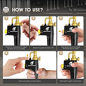 Propane Torch Head High Intensity MAPP Gas Torch Kit MAP Pro Trigger Start Torch Head for Propane MAPP MAP/PRO Tank Welding Soldering Stripping Paint Searing Steak