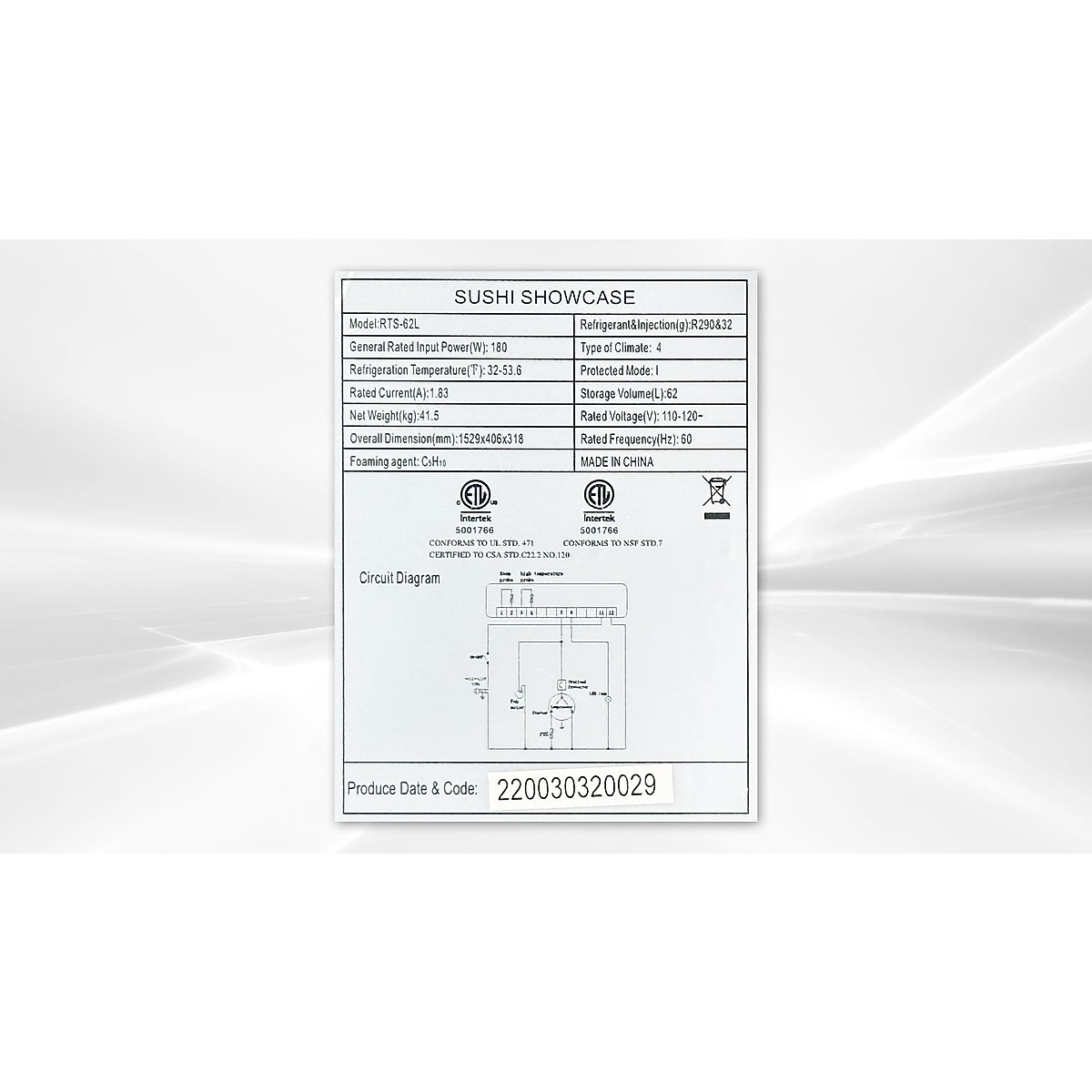 Elite Kitchen Supply Commercial Sushi Display Cooler Case Refrigerator, ETL NSF Curved Glass Sashimi Roll Restaurant Showcase Japanese Deli Fridge 5 Pan Countertop, 60" W 2.19 cu. ft. Black