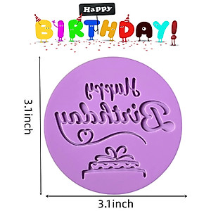 2 Pieces Happy Birthday Fondant Stamp/Embosser 3D Raised Design Cookie Stamp for Fondant, Icing, Decorating Cake/Sugar Paste/Cupcake