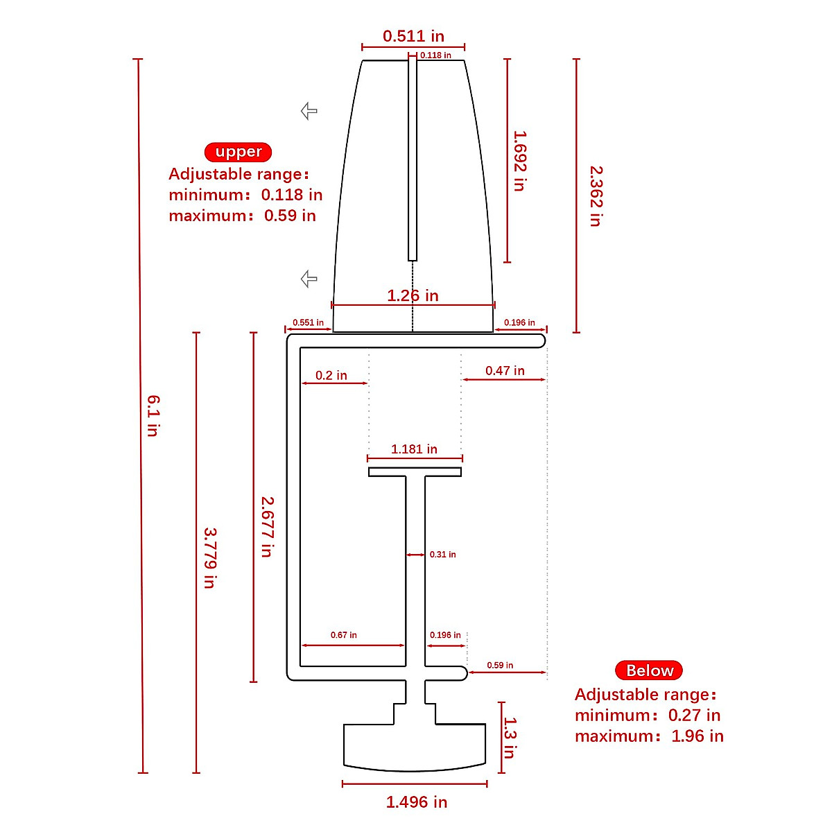 Jhanw Sneeze Guard Support Clips for 1/8" to 0.51" Thick Panel, Adjustable Desk Divider Clips, Aluminum Desk Partition Clamp, Acrylic Plexiglass Partition Clips Black, Desk Privacy Panel Clamps 6 Pack