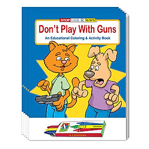 ZOCO - Gun Safety - Educational Coloring Books (25 Bulk Pack, With Crayons) - Don't Play with Guns - Firearms Safety - Police Handout - Games, Puzzles, Activities for Kids
