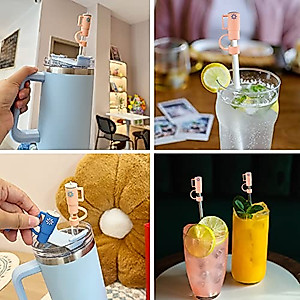 Straw Covers Cap for Stanley Cup, 4Pcs Silicone Straw Topper Compatible with Stanley 40&30 Oz Tumbler with Handle, Straw Covers for Reusable Straws, Straw Tip Covers for Stanley Cups Accessories