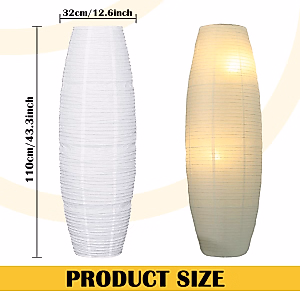 ANRONCH Rice Paper Floor Lamp Shade, Paper Floor Lampshade Light Accessories Paper Lamps Classic Modern Paper Floor Light Bulb Cage Guard for Bedroom Living Room