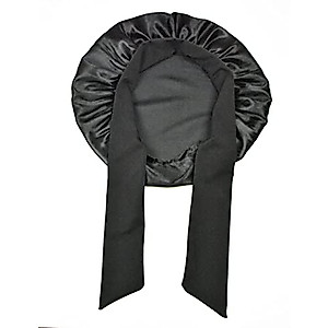 Silk Bonnets Satin Bonnet for Women Curly Hair Covers Large Sleep Hair Bonnets Sleeping Night Cap Silk Bonnet with Tie Band Black