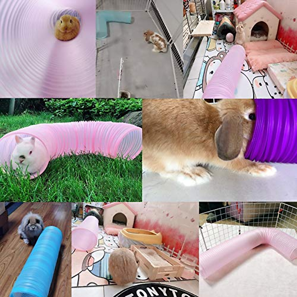 Hamiledyi Small Pet Collapsible Tunnel, Portable Hamster Outdoor/Indoor Playpen, Guinea Pig Fun Hideout Accessories Tent Toys for Bunnies Rats Gerbils Ferrets (Blue)