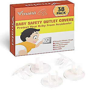 38 Pieces Clear Outlet Covers Baby Proofing - Vmaisi Electrical Safety ChildProof Plug Protector - (Clear, 38 Pack)