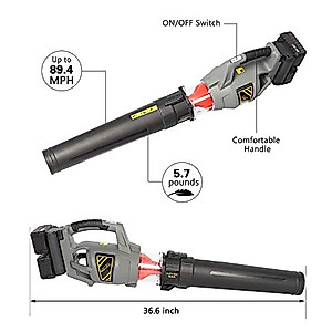 LUCKYERMORE Cordless Leaf Blower Battery Powered Electric Leaf Blower 89 MPH Variable Speed 18000 RPM 40V Lithium Leaf Blower Cordless with Battery & Charger Garden Cleaning Garage Dusting