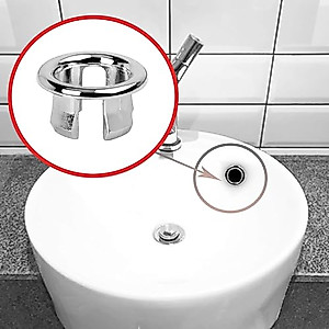 4 Pack Bathroom Basin Sink Round Hole Trim Chrome Overflow Cover Rings Hole Insert in Cap Hollow Ring Triangle for Hole Diameter Replacement Ceramic Pots for Home,Sink,Bathroom,Kitchen