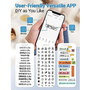 Makeid Label Makers, L1 Label Maker Machine, Portable Wireless Sticker Label Makers for Home, School, Office Use, Rechargeable Thermal Printer with Multiple Fonts, Templates - Blue, 203dpi