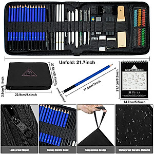 Handyman Crafts 50pcs Sketching Drawing Pencils Set Art Supplies | Sketch pencils,Graphite,Charcoal,Sketch book,Drawing supplies | In Black Zipper Case | For adults,teeage, Kids 9-12