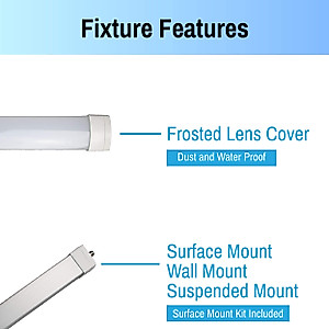 CLEANLIFE LED Vapor Tight Light Fixture 4ft, LED Wet Location Light, 4' Waterproof LED Shop Light Fixture Long, for Outdoor Cold Storage, Walk Ins, Garage, Freezer Light, Surface Mount, Instant On