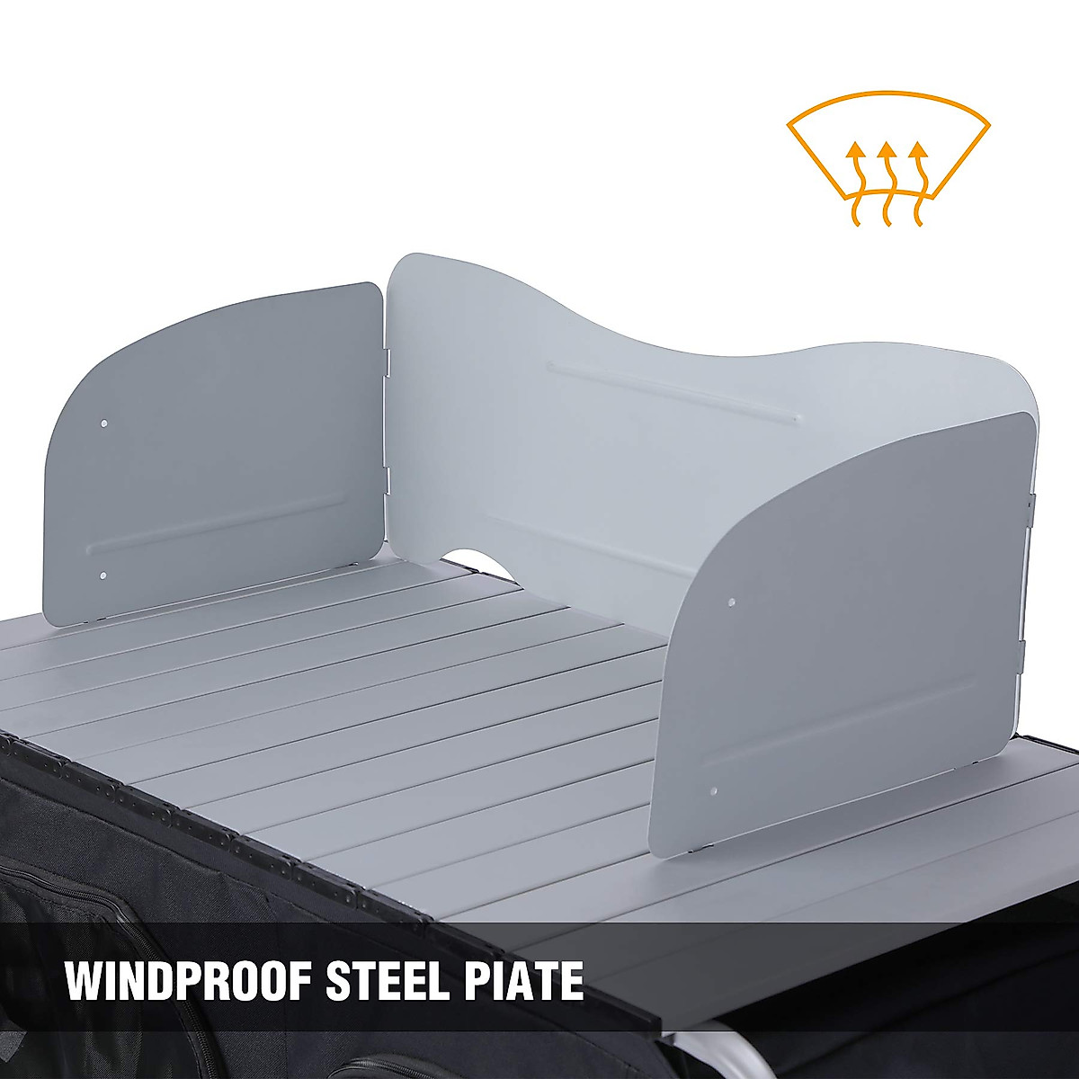 REDCAMP Aluminum Camping Table with Roll Up Table Top and Storage, Portable Folding Outdoor Grill Table for Picnic BBQ Cooking, Silver