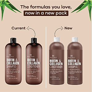 BOTANIC HEARTH Vegan Collagen Biotin Shampoo and Conditioner Set - with Rosemary Oil for Hair Loss and Thinning Hair - Fights Hair Loss, Sulfate Free, for Men and Women, 16 fl oz each