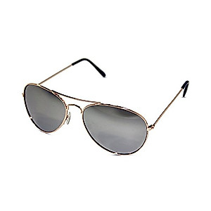 NEON NATION Unisex Kid Sized Aviator Sunglasses W/Silver Mirrored Lens (Gold)