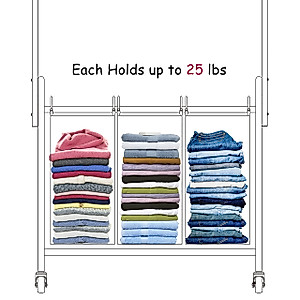 STORAGE MANIAC 136L Laundry Sorter with Hanging Bar, Portable, Removable Laundry Hamper Cart with Heavy Duty Rolling Lockable Wheels and Removable Bags, Rolling Laundry Basket Organizer, 3 Section